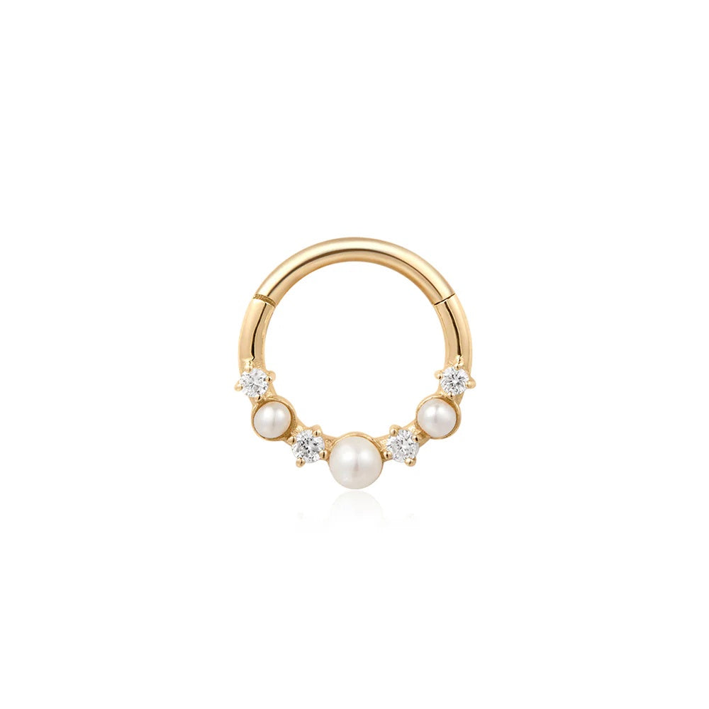 ADDY | Pearl and Lab Grown Diamond Clicker Hoop – Pancharmbracelets