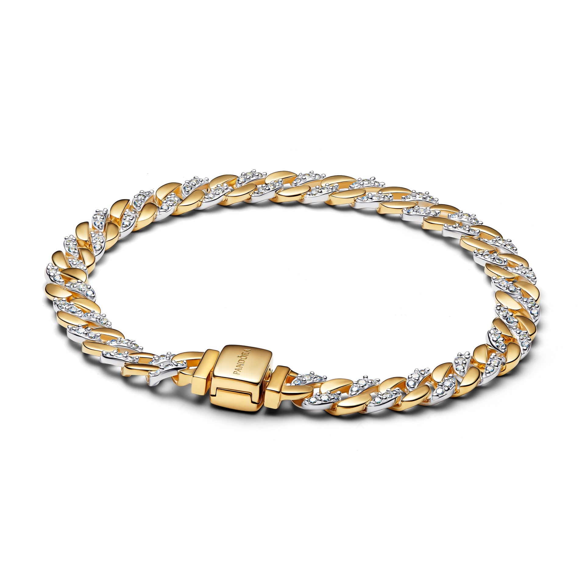 Pandora Two-tone Pavé Cuban Chain Bracelet – Pancharmbracelets