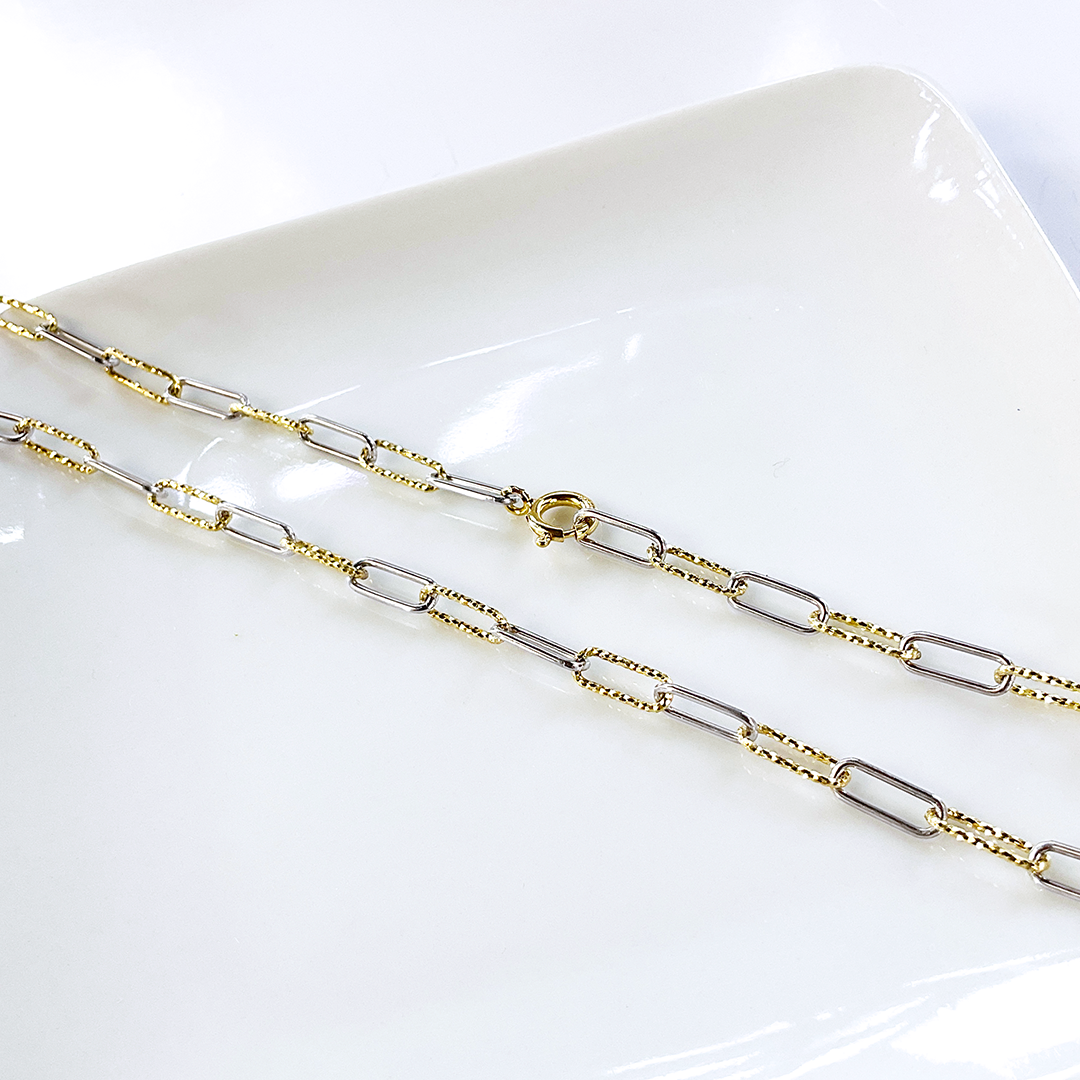 Two Tone Paperclip Chain Necklace – Pancharmbracelets