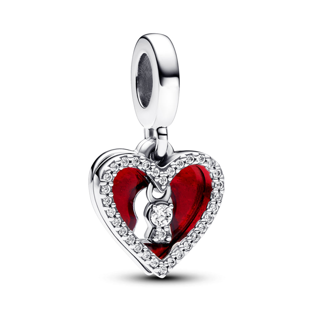 Red Heart & Keyhole Double Dangle Charm – Pancharmbracelets