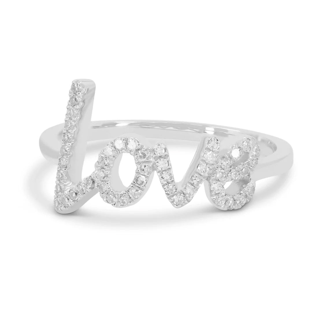 14K Love Script Diamond Ring – Pancharmbracelets