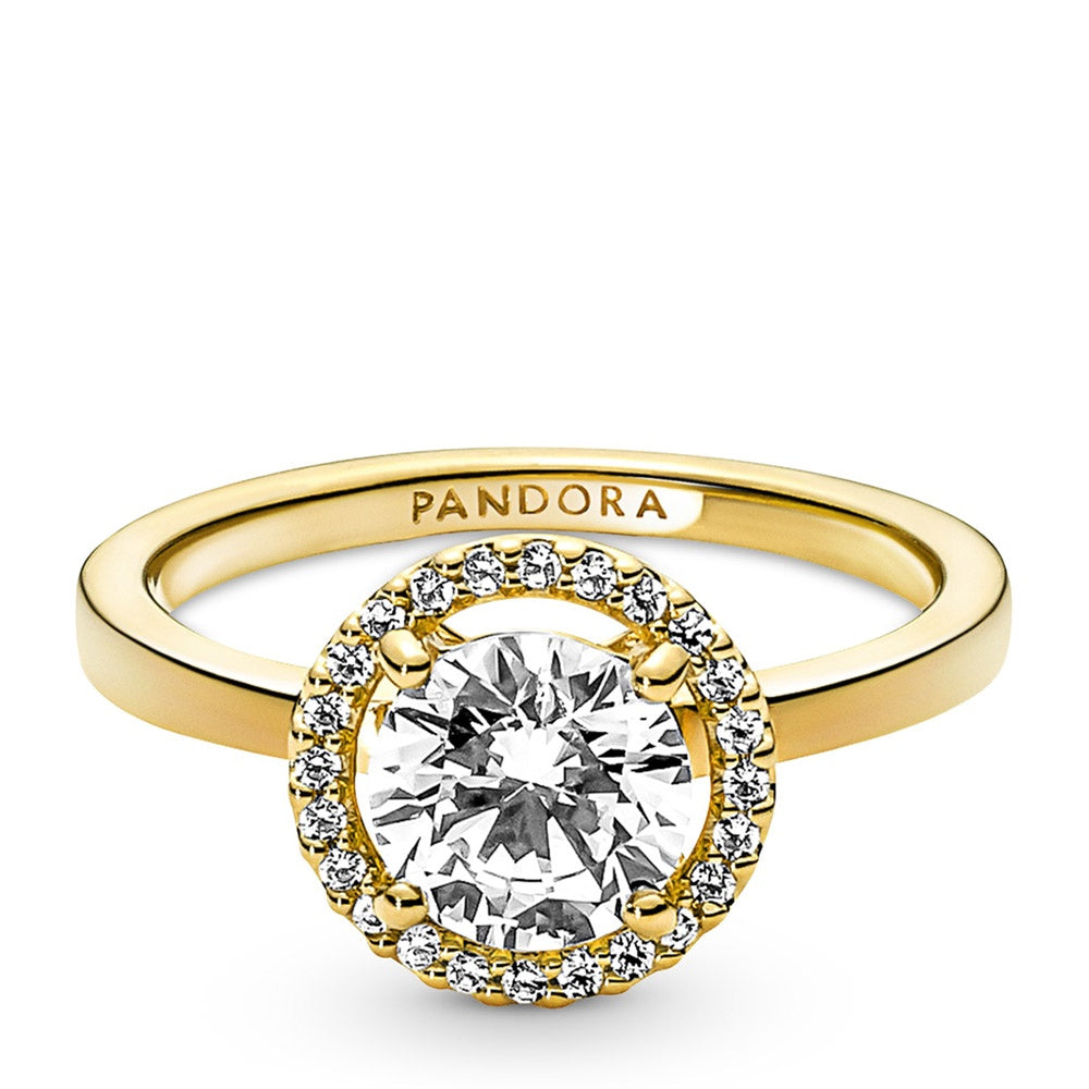 Pandora Sparkling Round Halo Ring 14K Gold Plated 7