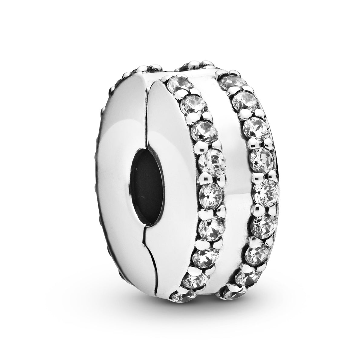 Pandora Double Lined Pavé Clip Charm – Pancharmbracelets